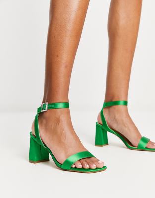 Steve Madden - Grand - Sandali con tacco in raso verdi | ASOS