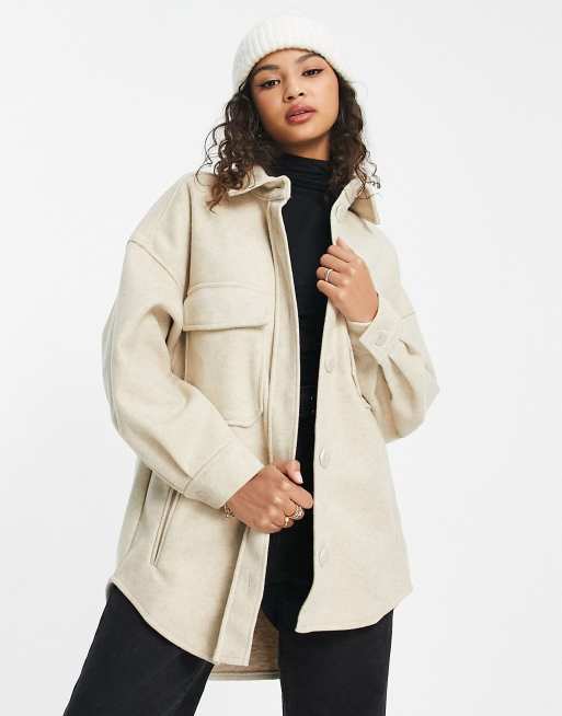 Stradivarius Angeraute Hemdjacke In Ecru Asos