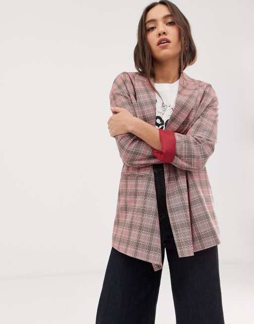 Stradivarius Blazer In Rosa Kariert Asos