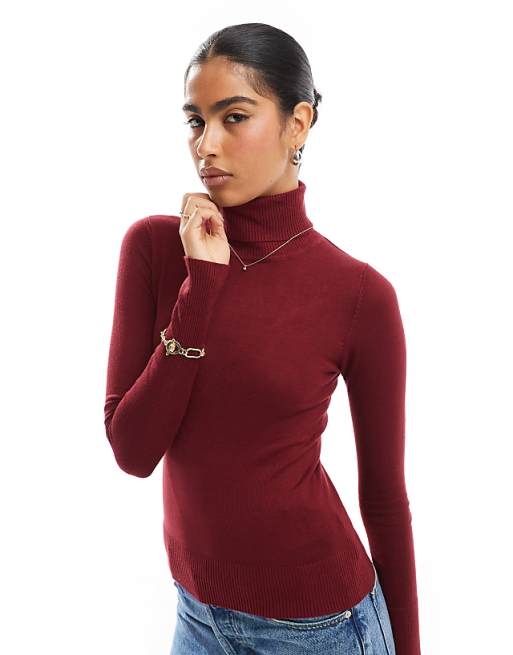 Stradivarius – Bordowy sweter z odwijanym golfem | ASOS Stradivarius – Bordowy sweter z odwijanym golfem | ASOS