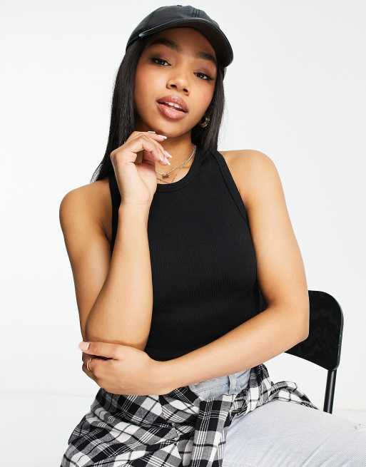 Stradivarius Canotta A Coste Senza Cuciture Nera Asos