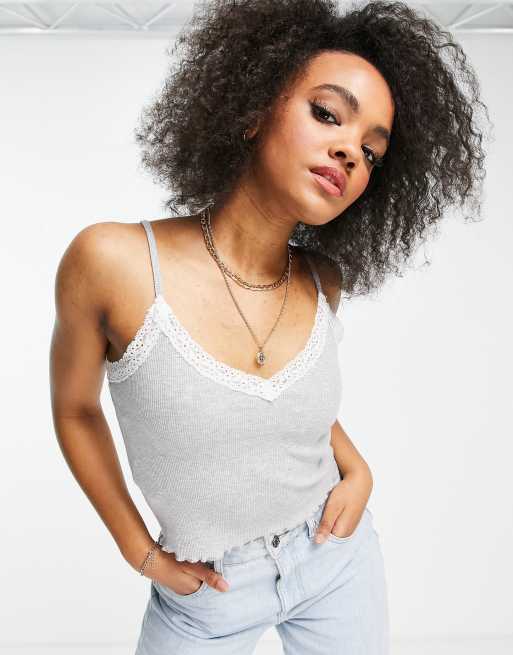 Stradivarius Caraco Côtelé Avec Détails En Dentelle Style Années 90