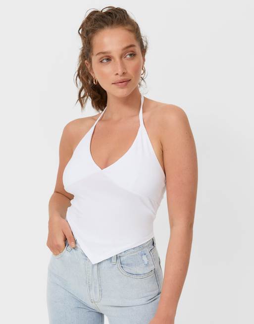 Stradivarius - Caraco dos nu avec ourlet en pointe - Blanc | ASOS