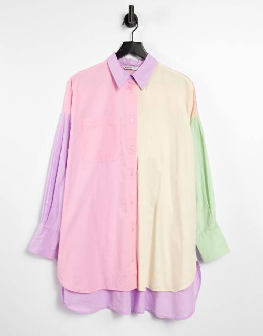 Stradivarius Chemise Oversize Contrastée En Coton Multicolore