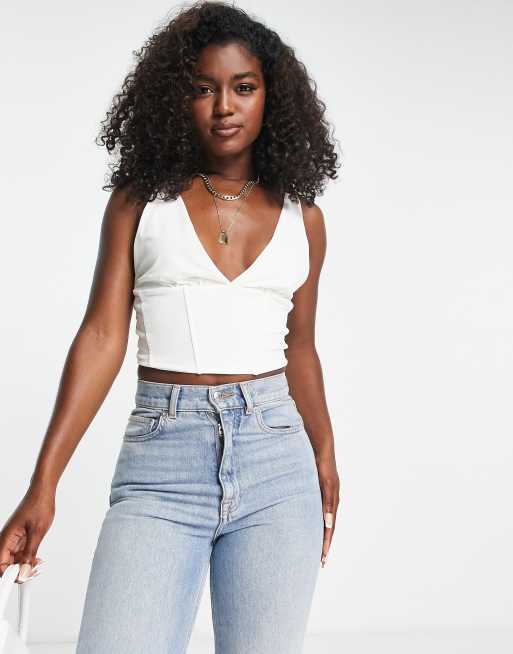 Stradivarius corset top in white | ASOS