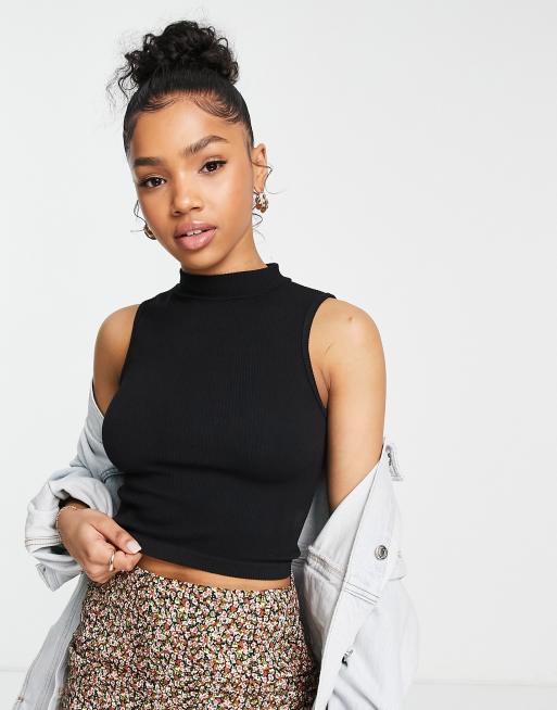 Stradivarius - Débardeur sans coutures à col montant - Noir | ASOS