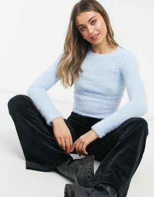 Stradivarius fluffy top in blue | ASOS