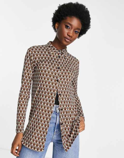 Stradivarius geo tile print shirt | ASOS