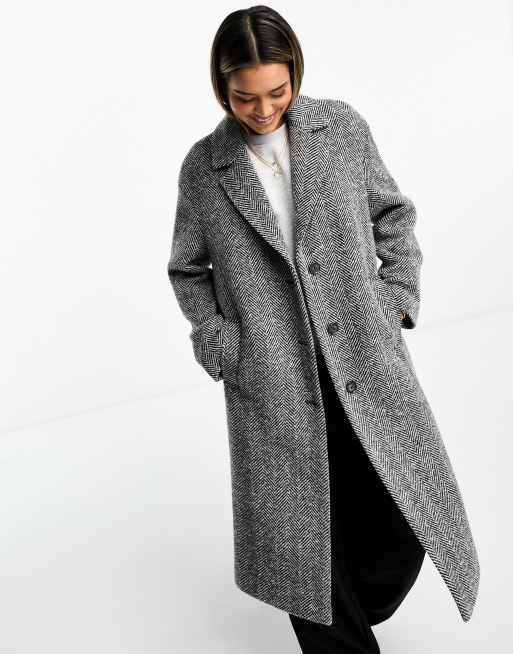 Stradivarius Jas Van Wolmix In Grijs Met Visgraatmotief Asos