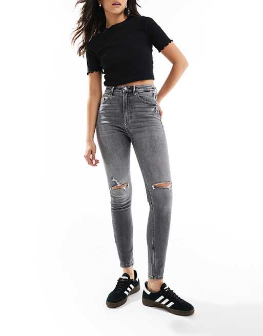 Stradivarius - Jean super skinny taille haute - Gris | ASOS Stradivarius - Jean super skinny taille haute - Gris | ASOS