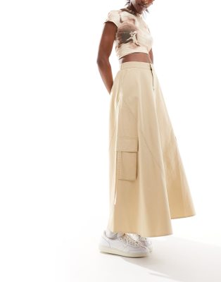 Stradivarius - Jupe longue style utilitaire - Taupe | ASOS