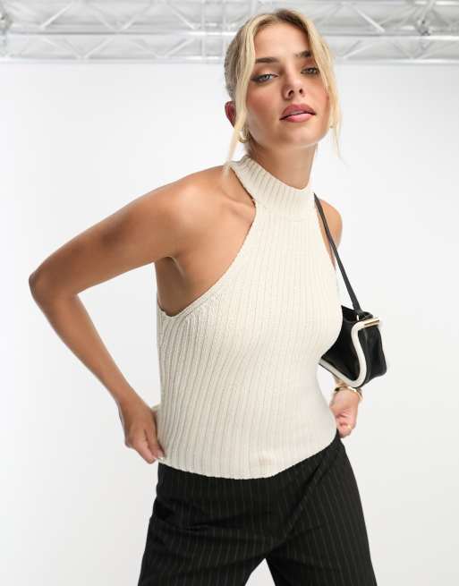 Stradivarius knitted tank top in ecru | ASOS