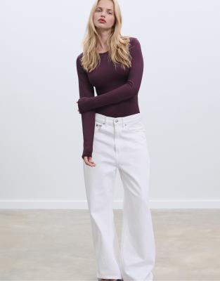 Stradivarius – Lila body i polyamide med långa ärmar | ASOS