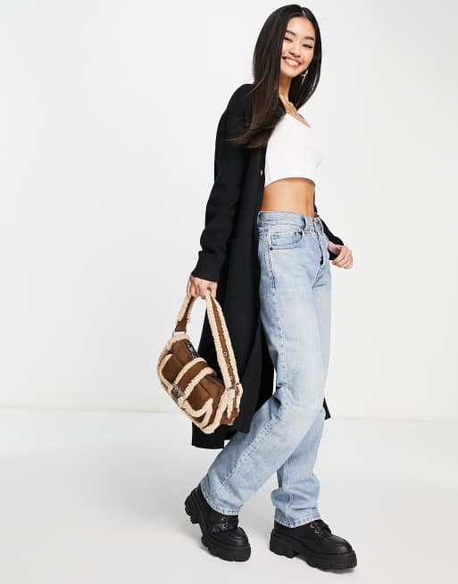 Stradivarius long cardigan in black | ASOS