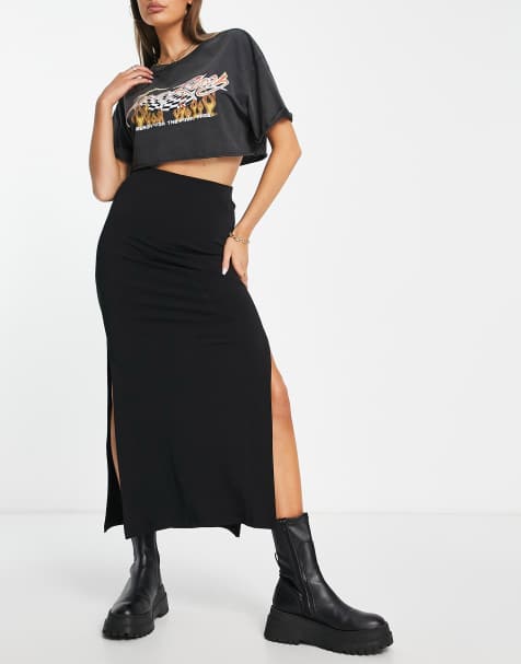 Midi Rokken | Satijnen, Zwarte & Geplooide Midi Rokken | ASOS
