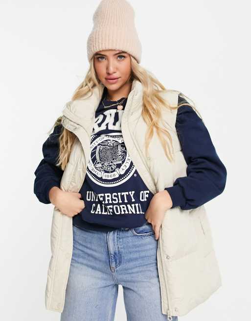 Stradivarius oversized padded vest in ecru | ASOS