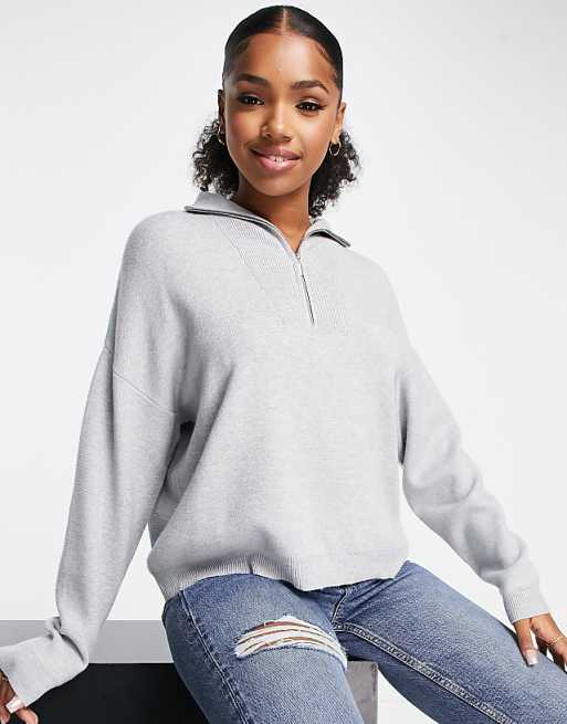 Stradivarius – Pullover in Grau mit Reißverschluss | ASOS Stradivarius – Pullover in Grau mit Reißverschluss | ASOS