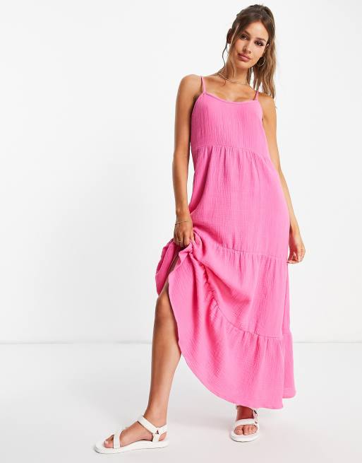 Stradivarius - Robe babydoll mi-longue - Rose | ASOS