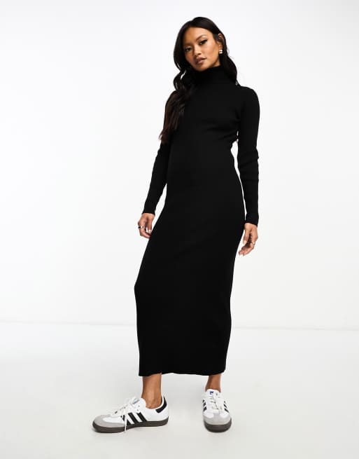 Stradivarius - Robe en maille à col montant - Noir | ASOS