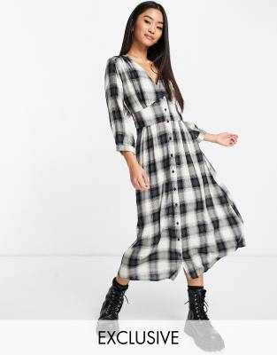 Stradivarius - Robe mi-longue à carreaux et manches longues | ASOS