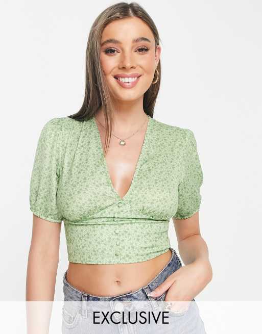 Stradivarius Satin Romantic Blouse In Print Asos