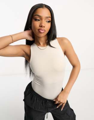Stradivarius seamless bodysuit in stone | ASOS
