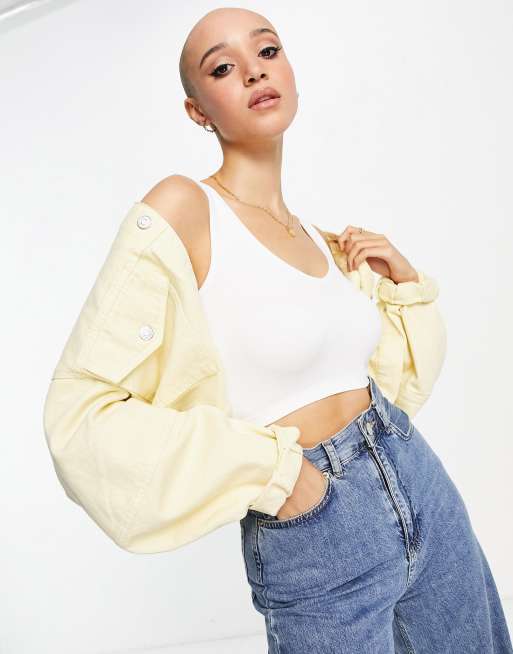 Stradivarius seamless v neck singlet in white | ASOS