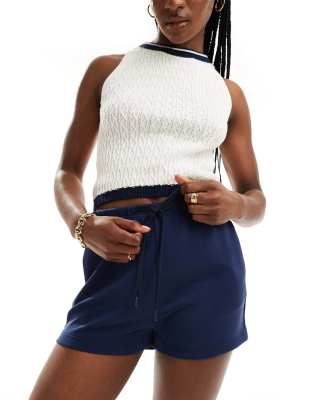 Stradivarius soft touch shorts in navy | ASOS