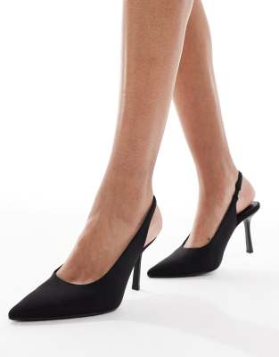 Stradivarius - Sorte slingback-sko med hæl | ASOS