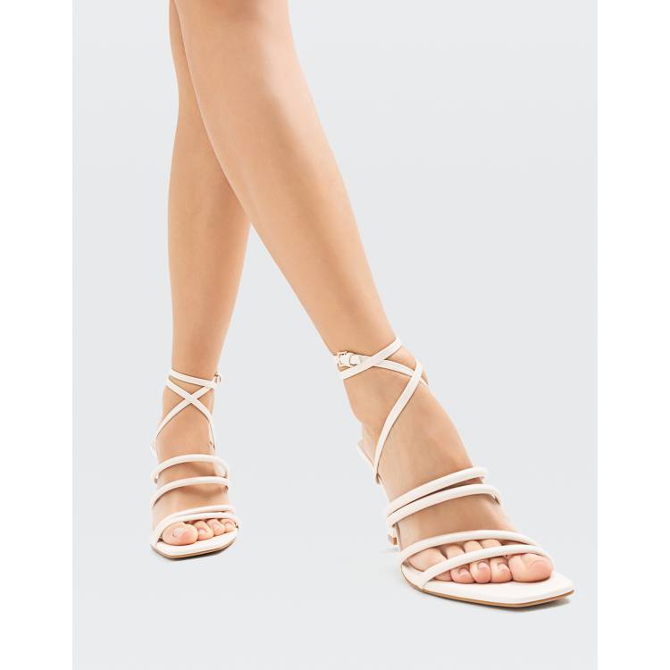 White Lace Up Sandals