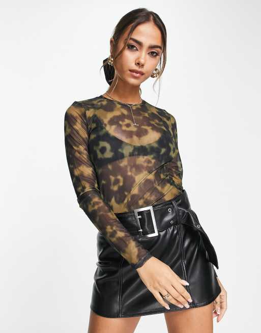Stradivarius Top En Tulle à Manches Longues Et Imprimé Fleurs Style