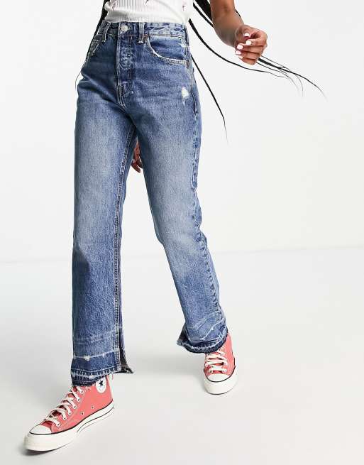 Stradivarius ultimate vintage straight in medium blue | ASOS