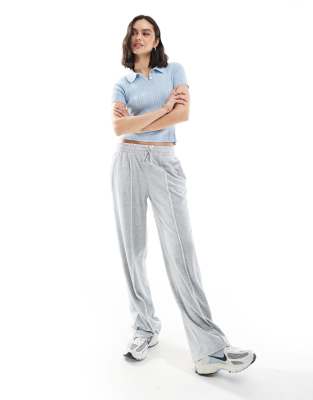 Stradivarius velour seam front trackies in grey | ASOS