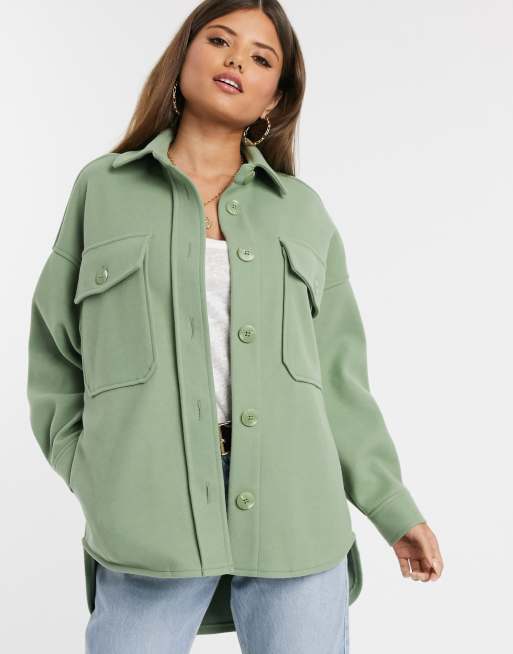 Stradivarius Veste Façon Chemise Oversize Vert Asos