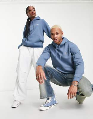 Sudadera azul agua profunda unisex con capucha y logo de estrella y ...