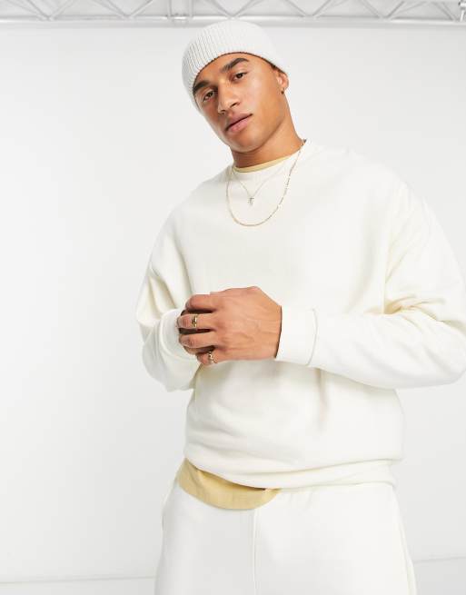 Sudadera Blanco Hueso Extragrande De Asos Design Asos