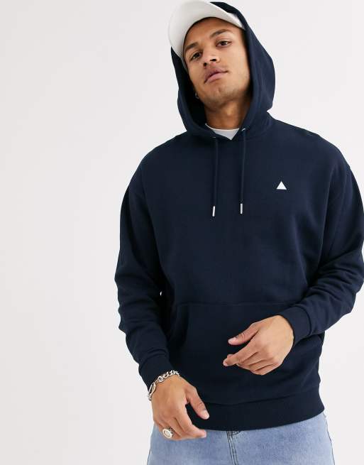 Sudadera Con Capucha Extragrande En Azul Marino Con Diseño De Triángulo