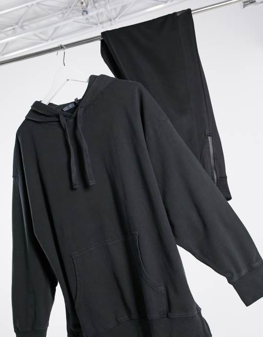 Sudadera De Capucha En Negro Lavado Extragrande De Asos Design Asos