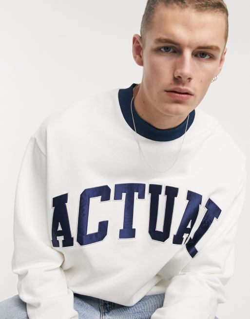 Sudadera Extragrande Blanca Con Logo Estampado De Asos Actual Asos