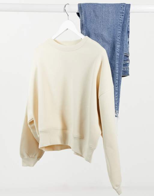 Sudadera Extragrande En Color Hueso Con Canalé De Punto Grueso De Asos
