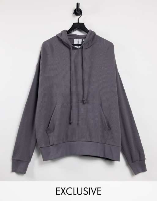 Sudadera Extragrande Gris Carbón Con Capucha En Tejido De Punto De