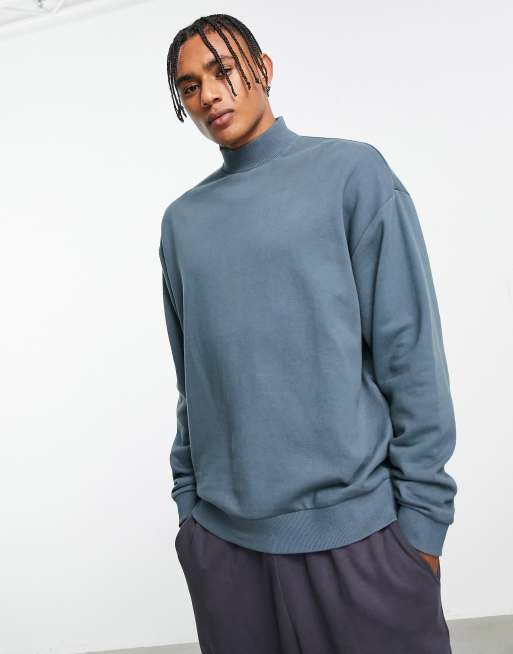 Sudadera Gris Extragrande Con Cuello Alto De Asos Design Asos