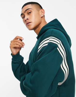 Sudadera verde oscuro extragrande con capucha y detalle de ribetes de ...