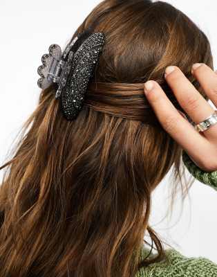 SUI AVA helen reflects hair claw clip in black embellished | ASOS