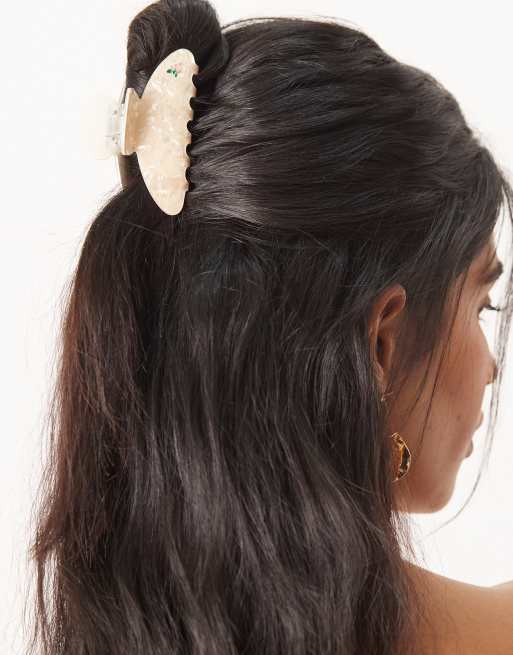 Sui Ava Ida fruit embellished medium hair claw in milk | ASOS