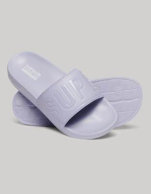 Superdry code pool sliders in lilac | ASOS