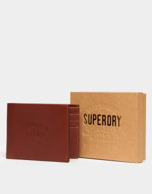 Superdry leather wallet in box in Cognac Brown | ASOS