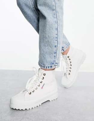 Superga 2341 Alpina Resin Eyelets Ankle Boot in White | ASOS