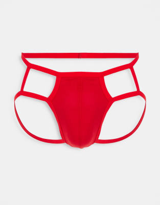 Suspensorio rojo con diseño de tiras y aberturas de ASOS DESIGN | ASOS