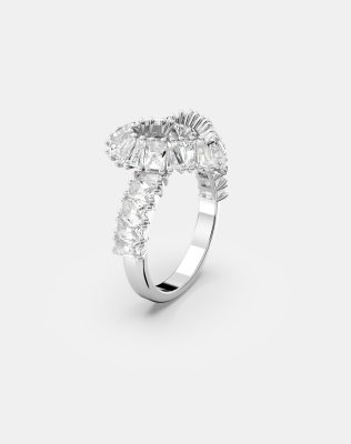 Swarovski matrix heart cocktail ring in white rhodium plating | ASOS